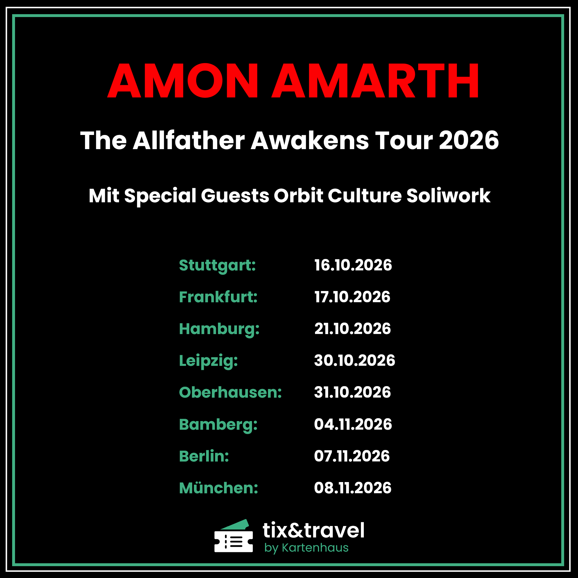 Amon Amarth – Tix & Travel by Kartenhaus